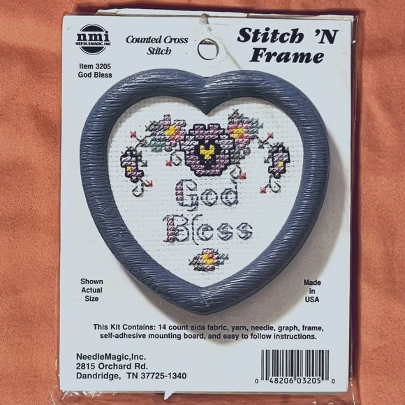 NeedleMagic | Accents | Needle Magic Inc Stitch N Frame Counted Cross Stitch God Bless 325 ...